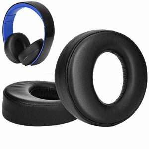 soulwit ear pads cushions for sony gold wireless playstation ps4 headset, replacement earpads for 2014 version, headphone model cechya-0083 (black)