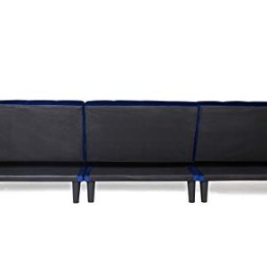 SIU Sectional Convertible Futon Sofa Bed,Mid-Century Button Tufted Sofa 2 Pillows,Reversible Chaise,L Shape Sectional Couch Sleeper Velvet Sleeper Sofa for Living Room Furniture (Navy Blue)