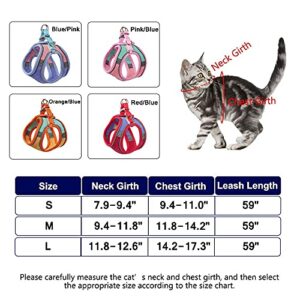 JSXD Cat Harness,Leash and Collar Set,Escape Proof Kitten Vest Harness for Walking,Easy Control Night Safe Pet Harness with Reflective Strap and Bell for Small Large Kitten,Fit for Puppy,Rabbit