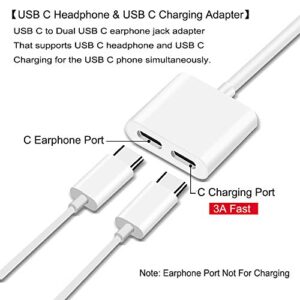 USB C Splitter, Dual USB C Audio and Charger Adapter Compatible with ipad Pro/Air 4,Samsung Galaxy Phone S21/S20/FE 5G/+/Ultra/Note 20/10+Plus,Google Pixel 4/3/2 XL