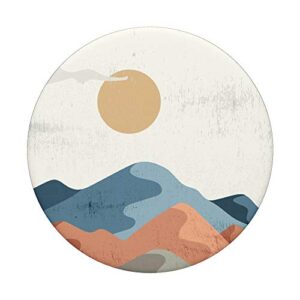 Retro Sun With Mountain And Clouds PopSockets Swappable PopGrip