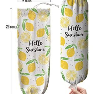 Hglian Lemon Grocery Bags Holder Dispenser Wall Mount Plastic Bag Holder Garbage Shopping Trash Bags Storage Carrier Organizer,Cute Lemon Home Kitchen Décor, Gifts for Women Mom Wife