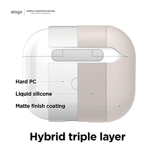 elago Liquid Hybrid Case Compatible with AirPods 3rd Generation Case - Compatible with AirPods 3 Case Cover, Triple Layer Protection, Wireless Charging, Shock Resistant, Easily Cleaned (Stone)