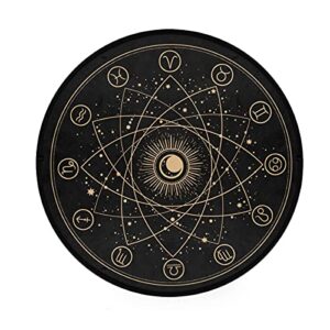 alaza zodiac sign geometric round area rug non-slip floor mat for dorm bedroom living room home decor 3ft diameter