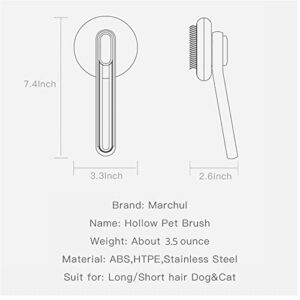 Marchul Cat Brush for Shedding and Grooming, Self Cleaning Slicker Brush for Short or Long Haired Cats, Small Dog Hair Brush for Puppy Kitten Massage Removes Loose Undercoat, Tangled Hair, Shed Fur