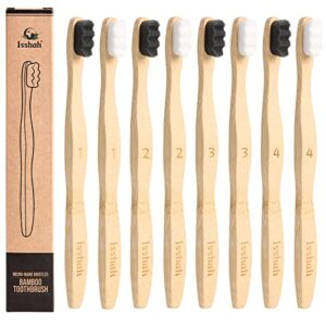 isshah extra soft bamboo toothbrush, micro nano 20,000 bristles toothbrushes for sensitive gum, pack of 8