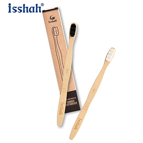 Isshah Extra Soft Bamboo Toothbrush, Micro Nano 20,000 Bristles Toothbrushes for Sensitive Gum, Pack of 8