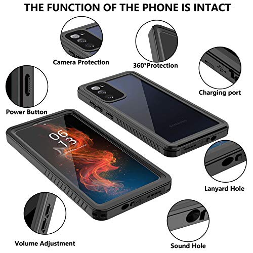 ANTSHARE for Samsung Galaxy S20 FE 5G Case Waterproof, Built in Screen Protector 360° Full Body Heavy Duty Protective Shockproof IP68 Underwater Case for Samsung Galaxy S20 FE 5G 6.5inch Black/Clear