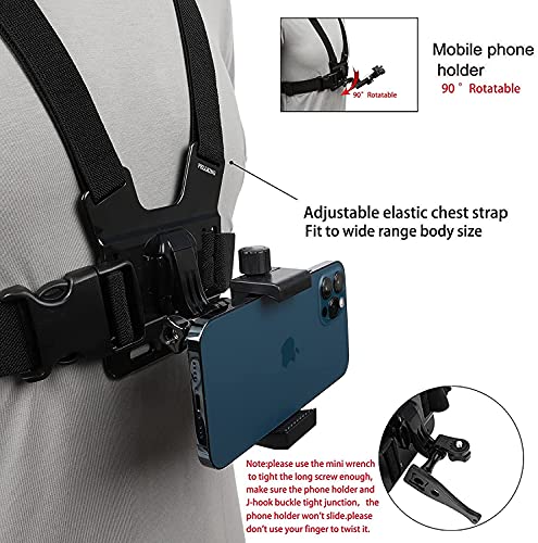 PellKing Mobile Phone Chest Mount Harness Strap Holder Cell Phone Clip Action Camera POV for Samsung iPhone Plus etc