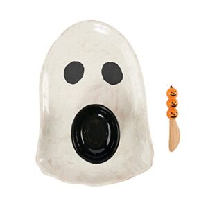 mud pie halloween ghost chip & dip set, white, 14" x 10"