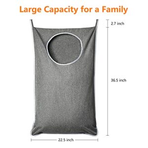 ANSTROUT XL Hanging Laundry Hamper, Extra Large Tear-resistance Door Hamper with 2 Types Hooks for Dirty Clothes, Save Bathroom Space Hanging Laundry Bag (36.5x 22 Inch ,Grey)