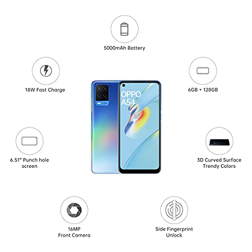 OPPO A54 CPH2239 Dual SIM 128GB ROM + 6GB RAM Factory Unlocked 4G/LTE Smartphone (Starry Blue) - International Version