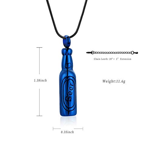 mingkejw Cremation Jewelry for Ashes for Human Beer Bottle Pendants Necklace for Ashes for Men Jewelry Keepsake Memorial Urn Necklace for Women pet