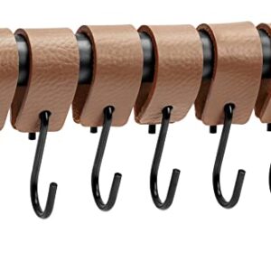 Brute Strength - Multifunctional Leather S-Hooks - Taupe - 6 Pieces - S Shaped Hooks - Coat Hook - Leather Hooks - Leather s Hooks - Black s Hooks - Kitchen Hooks