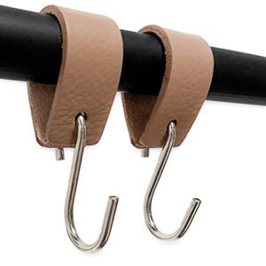 Brute Strength - Multifunctional Leather S-Hooks - Taupe - 6 Pieces - S Shaped Hooks - Coat Hook - Leather Hooks - Leather s Hooks - Black s Hooks - Kitchen Hooks