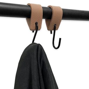 Brute Strength - Multifunctional Leather S-Hooks - Taupe - 6 Pieces - S Shaped Hooks - Coat Hook - Leather Hooks - Leather s Hooks - Black s Hooks - Kitchen Hooks