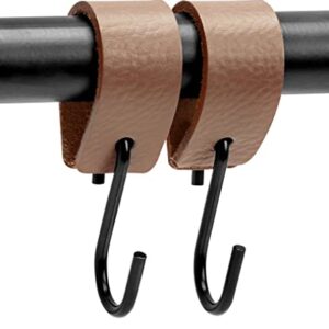 Brute Strength - Multifunctional Leather S-Hooks - Taupe - 6 Pieces - S Shaped Hooks - Coat Hook - Leather Hooks - Leather s Hooks - Black s Hooks - Kitchen Hooks