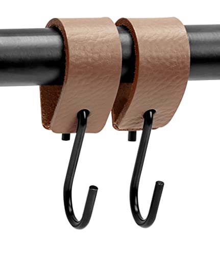 Brute Strength - Multifunctional Leather S-Hooks - Taupe - 6 Pieces - S Shaped Hooks - Coat Hook - Leather Hooks - Leather s Hooks - Black s Hooks - Kitchen Hooks