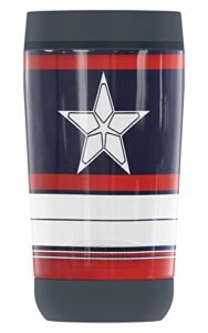 thermos marvel - the falcon and the winter soldier, captain america shield metallic stars and stripes guardian collection stainless steel travel tumbler, vacuum insulated & double wall, 12 oz.