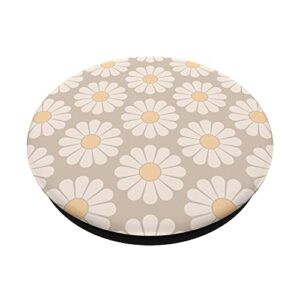 Tan - Daisy Floral Flower Design PopSockets Swappable PopGrip