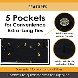 Brtex Server Aprons with 5 Pockets (2 Pack) – Commercial Grade Black Waist Aprons for Women Men – Restaurants Cafes Bars Home & Kitchen Apron 24x12 Fits Every Waist