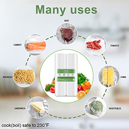 Zuukoo 8"*16.4' (2Rolls) FDA Standard Vacuum Sealer Bags Rolls with BPA Free, Heavy Duty Vacuum Sealer Storage Bags Rolls for Food Saver, Manually Cut