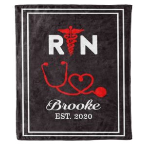 I Am Nurse, Customized Blanket for Nurse with Your Name & EST, Custom Gift for Nurse with Quotes, Birthday, Any Occasion, Fleece Blanket, Personalized Registered Nurse RN Supersoft and Cozy Blanket