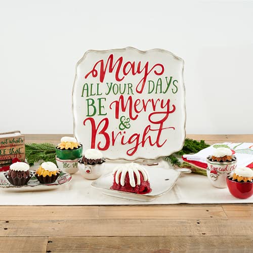 Mud Pie Farmhouse Christmas Set of 2 Platters, small 13" x 8.5" | large 14" x 14"