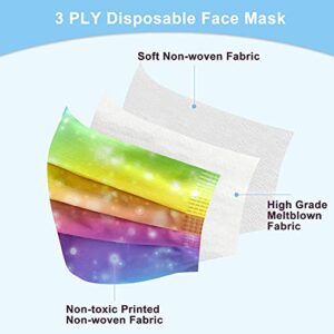 Disposable Face Masks With Designs, Individually Wrapped Masks, Breathable Face Masks (Sky)