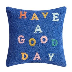 peking handicraft have a good day wool hook pillow 16" x 16"