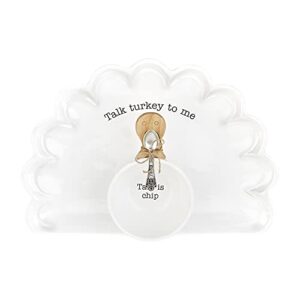 mud pie circa thanksgiving turkey chip & dip appetizer platter, white, 9.5" x 13.5"