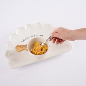 Mud Pie Circa Thanksgiving Turkey Chip & Dip Appetizer Platter, White, 9.5" x 13.5"