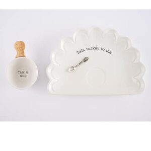 Mud Pie Circa Thanksgiving Turkey Chip & Dip Appetizer Platter, White, 9.5" x 13.5"