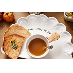 Mud Pie Circa Thanksgiving Turkey Chip & Dip Appetizer Platter, White, 9.5" x 13.5"