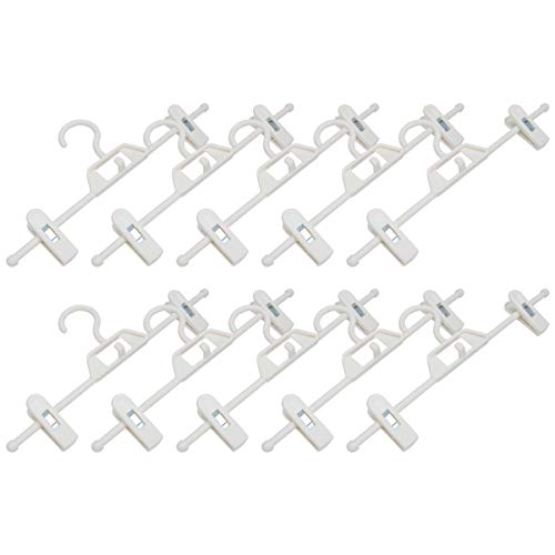 DOITOOL 10PCS Plastic Pants Hangers with Clips Space Saving Hanger for Clothes, Sturdy Skirt Hangers with Adjustable Clip, Closet Clip Hangers for Pant, Jeans, Skirts, Slacks (White)