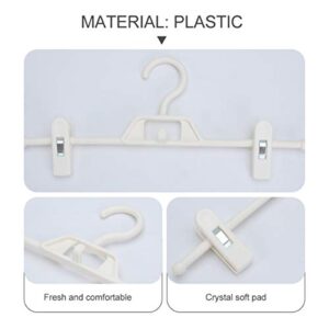 DOITOOL 10PCS Plastic Pants Hangers with Clips Space Saving Hanger for Clothes, Sturdy Skirt Hangers with Adjustable Clip, Closet Clip Hangers for Pant, Jeans, Skirts, Slacks (White)