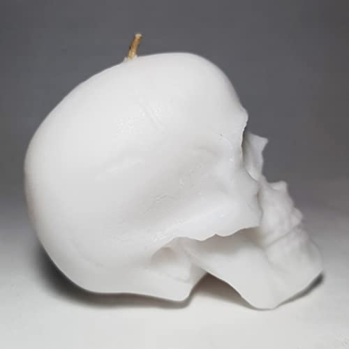 White spell skull candle for purity and strength (gift, witches, witch, figure, aessthetic, skeleton, goth, spooky, ritual, fireplace, decorations, bloody, brain, spiritual, weird, satanic, drip)