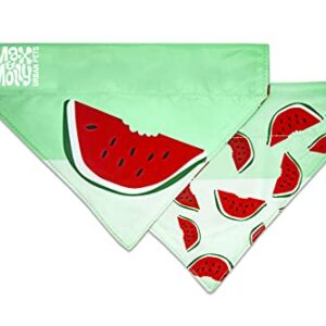 Max & Molly Reversible Fabric Bandana for Dogs & Cats, Soft Washable Fabric, No-Tie Design, Pet Collar Slides Through Top Loop to Keep Bandana Securely in Place (Watermelons, Medium-Large)