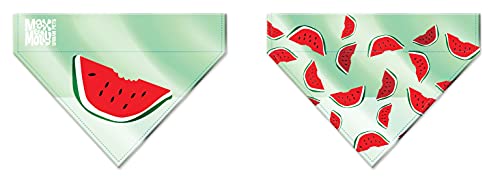 Max & Molly Reversible Fabric Bandana for Dogs & Cats, Soft Washable Fabric, No-Tie Design, Pet Collar Slides Through Top Loop to Keep Bandana Securely in Place (Watermelons, Medium-Large)