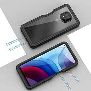 Lanhiem for Motorola Moto G Power 2021 Case, IP68 Waterproof Dustproof Shockproof Case with Built-in Screen Protector, Full Body Underwater Protective Cover for Moto G Power (2021) Only, Black/Clear