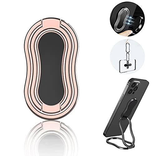 Z&Xin Cell Phone Ring Holder, 360° Rotation Transformer Magnetic Cellphone Stand Holder Car Mount Stander Finger Kickstand for iPhone 11 12 Huawei and All Smart Phones (Rose Gold)