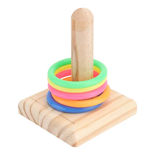 POPETPOP Wooden Toys Educational Toys 1 Set Bird Toys Bird Trick Tabletop Toys Training Stacking Color Ring Toys Parrot Chew Foraing Toys Education Toys Desktop Accessories Pet Toys