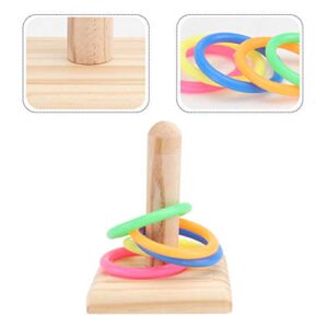 POPETPOP Wooden Toys Educational Toys 1 Set Bird Toys Bird Trick Tabletop Toys Training Stacking Color Ring Toys Parrot Chew Foraing Toys Education Toys Desktop Accessories Pet Toys