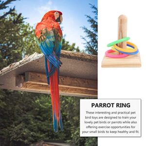 POPETPOP Wooden Toys Educational Toys 1 Set Bird Toys Bird Trick Tabletop Toys Training Stacking Color Ring Toys Parrot Chew Foraing Toys Education Toys Desktop Accessories Pet Toys