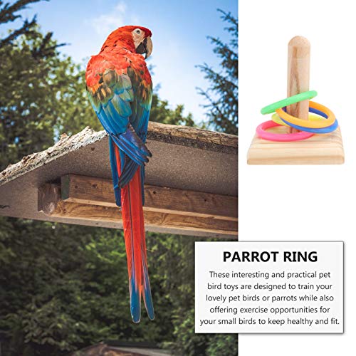 POPETPOP Wooden Toys Educational Toys 1 Set Bird Toys Bird Trick Tabletop Toys Training Stacking Color Ring Toys Parrot Chew Foraing Toys Education Toys Desktop Accessories Pet Toys