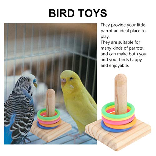 POPETPOP Wooden Toys Educational Toys 1 Set Bird Toys Bird Trick Tabletop Toys Training Stacking Color Ring Toys Parrot Chew Foraing Toys Education Toys Desktop Accessories Pet Toys