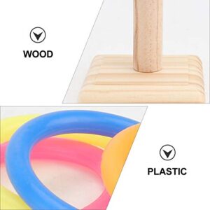 POPETPOP Wooden Toys Educational Toys 1 Set Bird Toys Bird Trick Tabletop Toys Training Stacking Color Ring Toys Parrot Chew Foraing Toys Education Toys Desktop Accessories Pet Toys