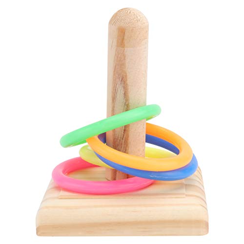 POPETPOP Wooden Toys Educational Toys 1 Set Bird Toys Bird Trick Tabletop Toys Training Stacking Color Ring Toys Parrot Chew Foraing Toys Education Toys Desktop Accessories Pet Toys