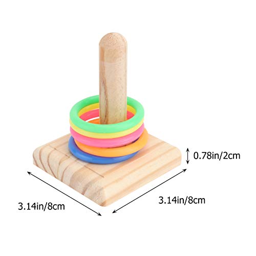 POPETPOP Wooden Toys Educational Toys 1 Set Bird Toys Bird Trick Tabletop Toys Training Stacking Color Ring Toys Parrot Chew Foraing Toys Education Toys Desktop Accessories Pet Toys