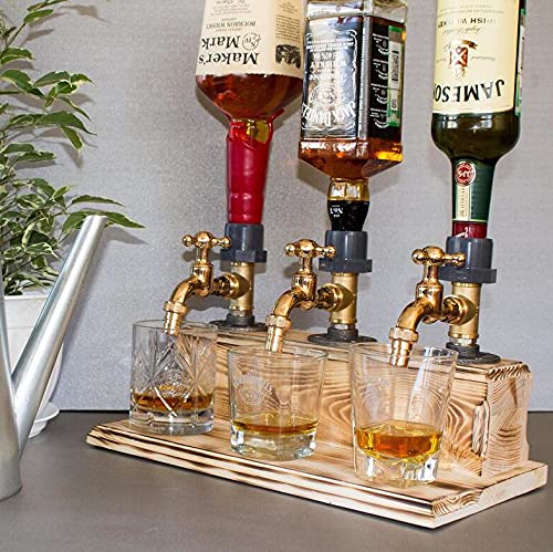 Fathers Day Faucet Shape Liquor Dispenser, Daddy Favorite Whiskey Alcohol Wine Wood Dispenser for Home Bar Dinner Party Restaurant, Dad Papa Boyfriend Husband Gift